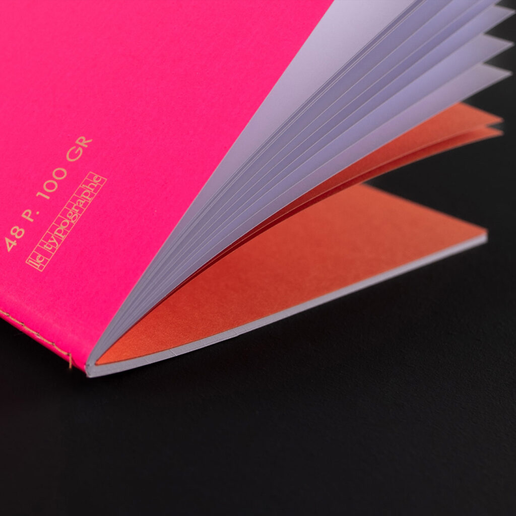 le typographe Neonpink Notizheft schmal
